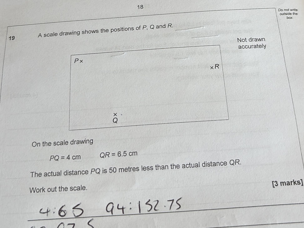 A scale drawing shows the positions of P, Q | StudyX