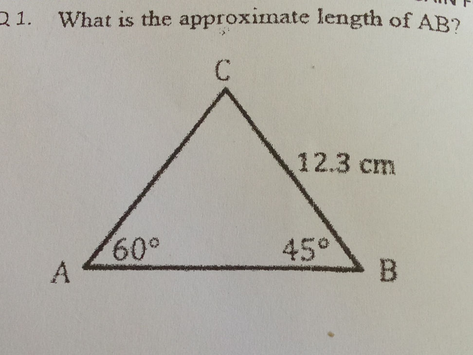 Q 1. What is the approximate length of AB? | StudyX