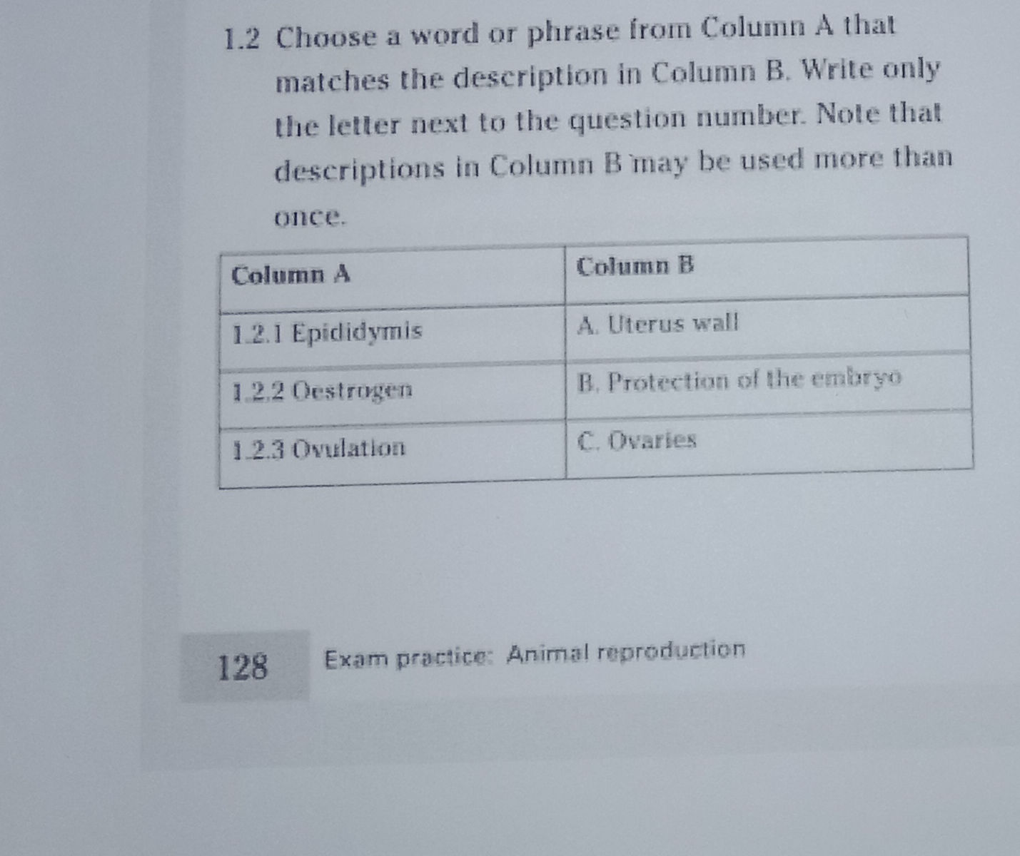 1.2 Choose a word or phrase from Column A | StudyX