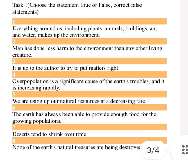 Task 1(Choose the statement True or False, | StudyX
