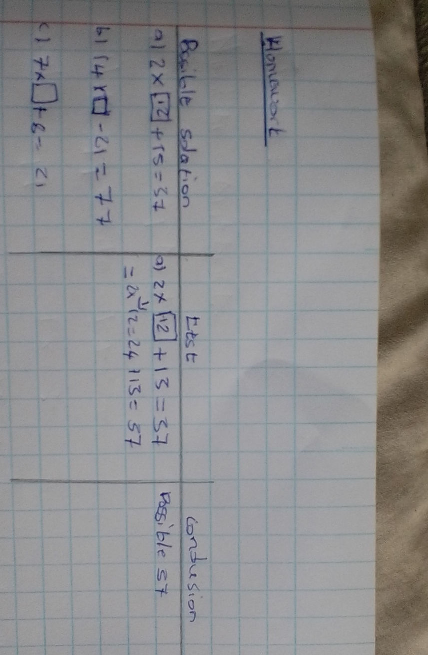 a) 2 x [12] + 13 = 37 = 2 x 12 = 24 + 13
