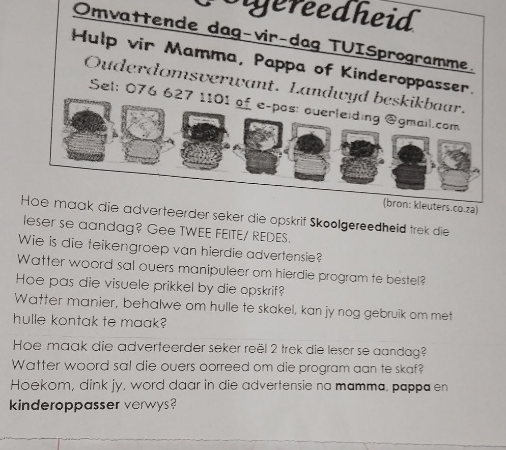 Hoe maak die adverteerder seker die opskrif | StudyX