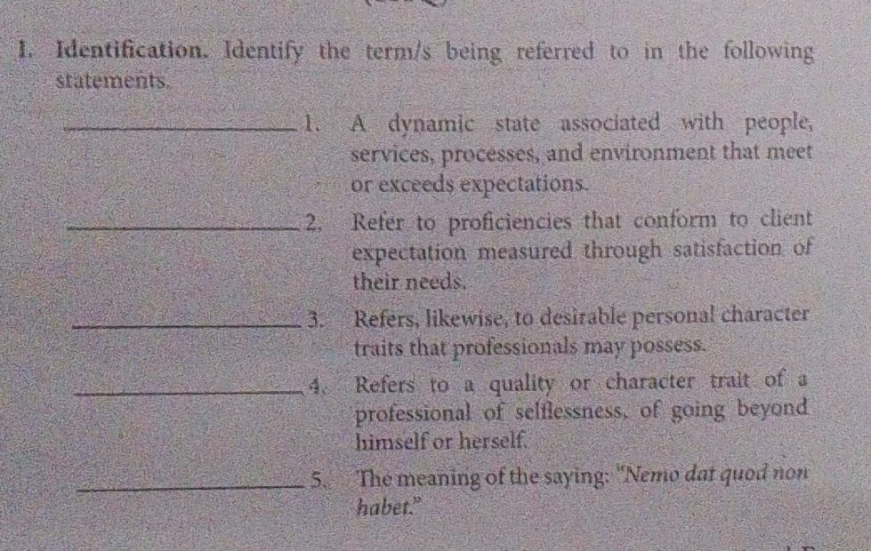 1. Identification. Identify the term/s being | StudyX
