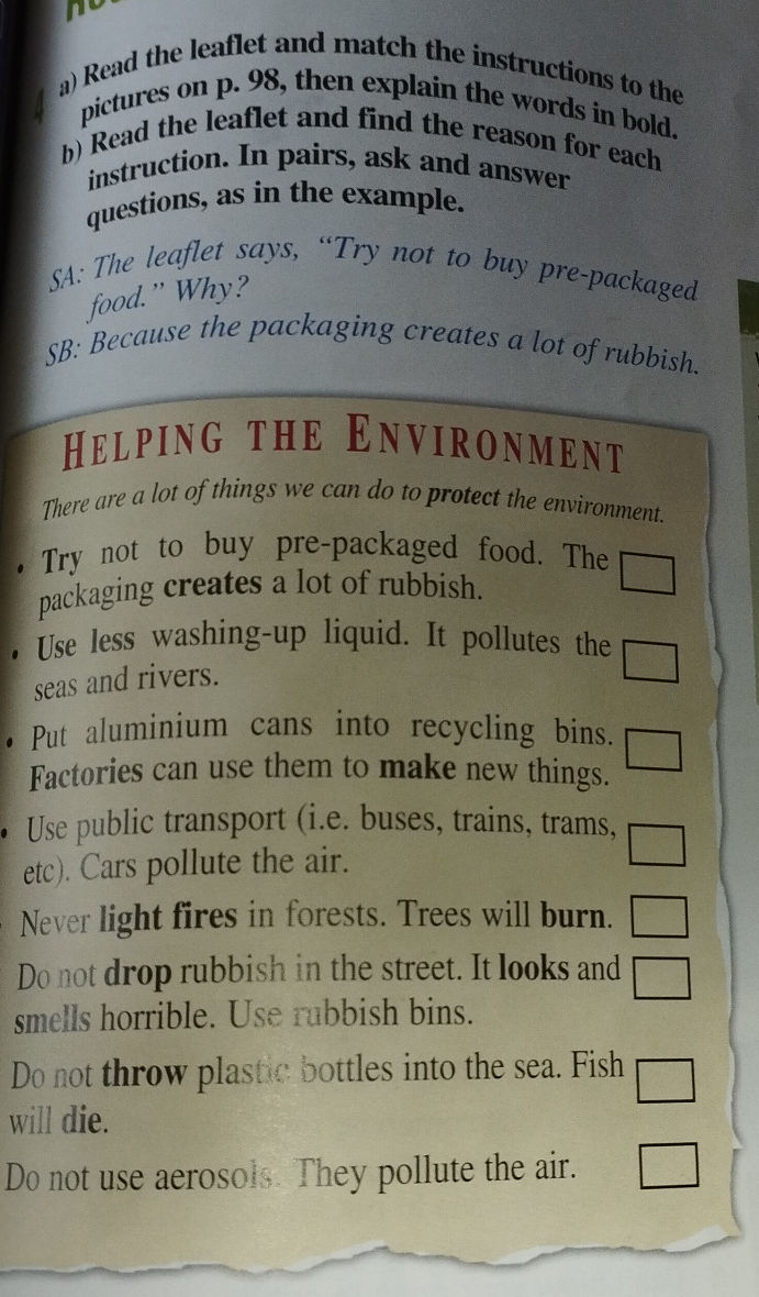 a) Read the leaflet and match the | StudyX