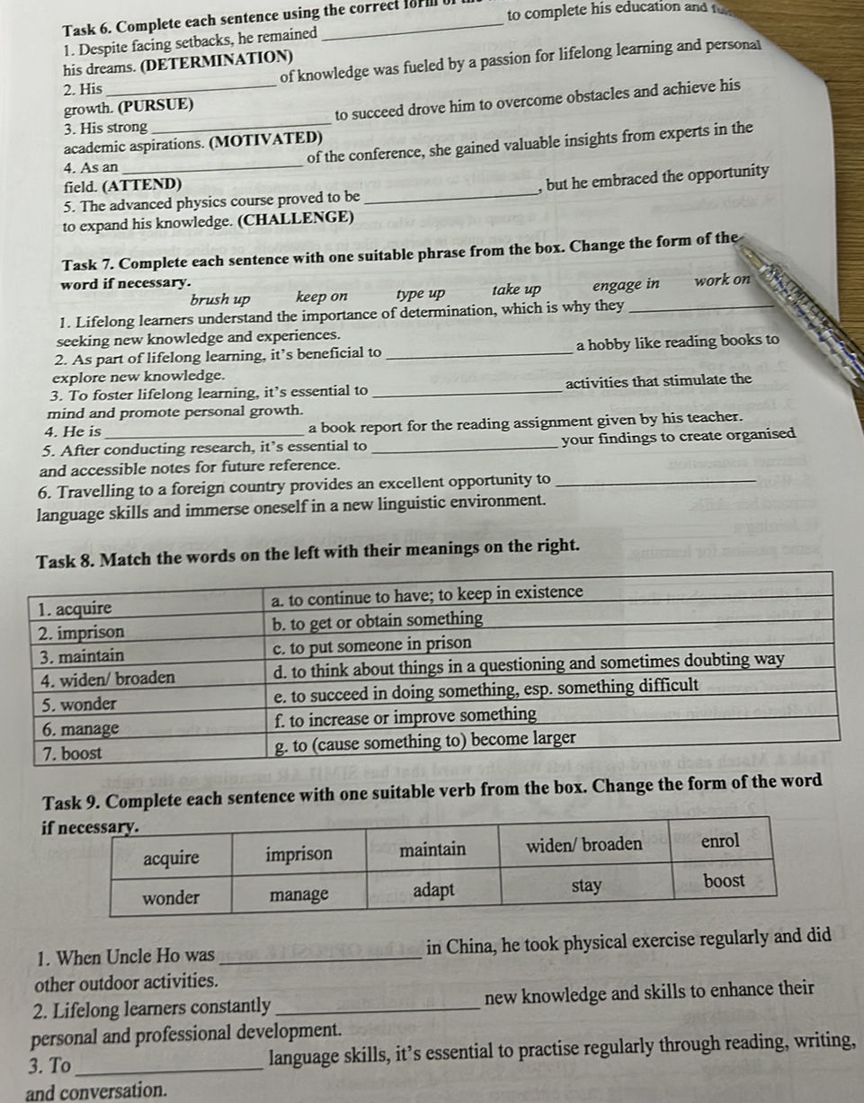 Task 6. Complete each sentence using the | StudyX