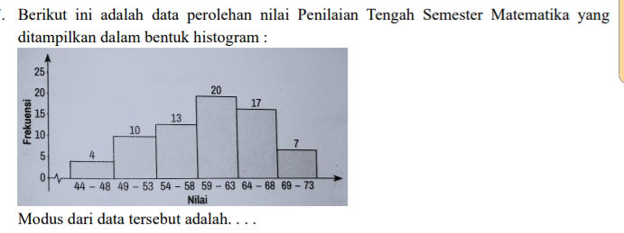Berikut ini adalah data perolehan nilai | StudyX