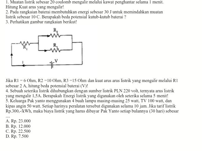 1. Muatan listrik sebesar 20 coulomb | StudyX