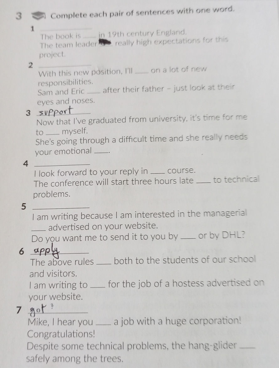 Complete each pair of sentences with one | StudyX