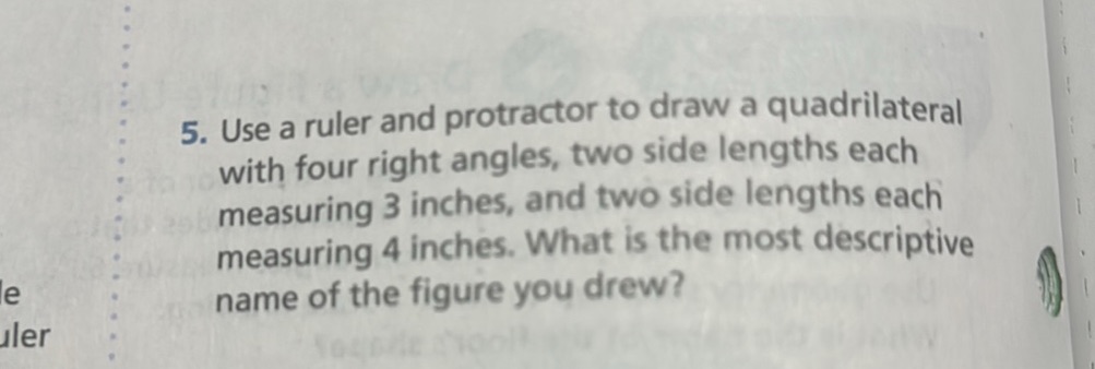 5. Use a ruler and protractor to draw a | StudyX