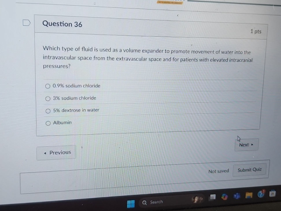 Which type of fluid is used as a volume | StudyX