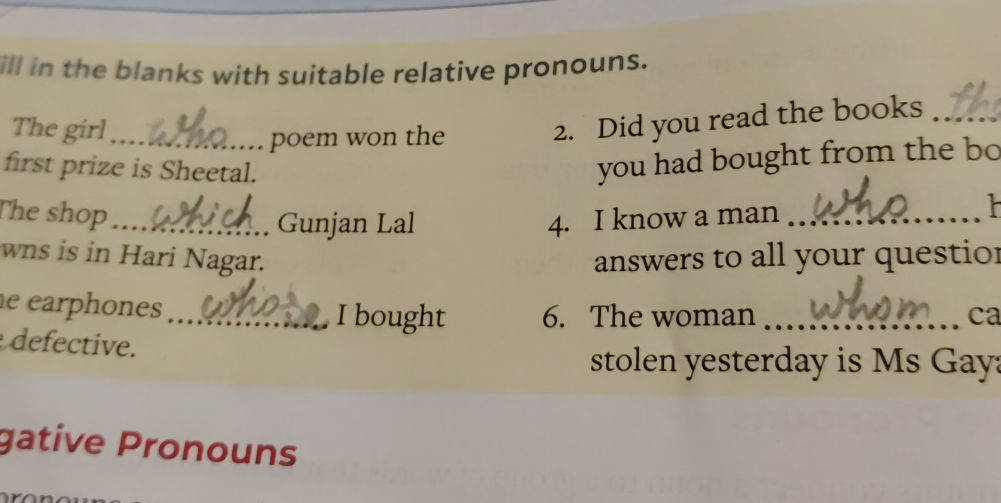 Fill in the blanks with suitable relative | StudyX