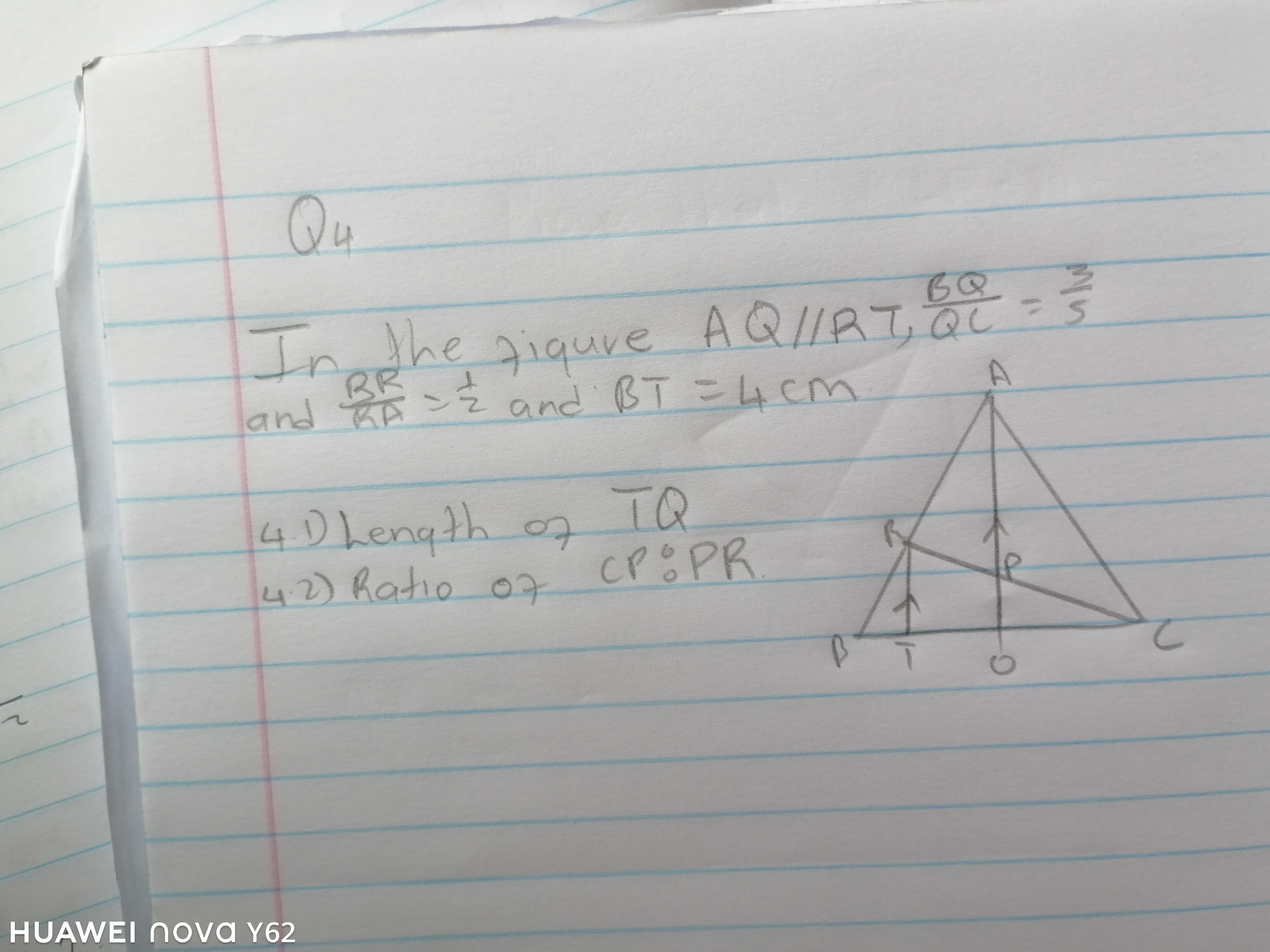 In the figure $AQ RT$, $ {BQ}{QC} = | StudyX