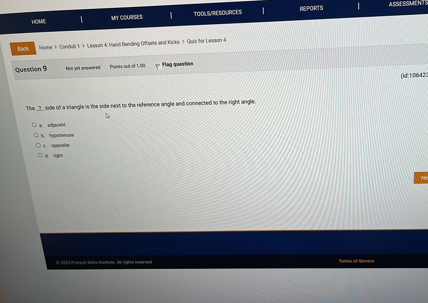 The ? side of a triangle is the side next to | StudyX