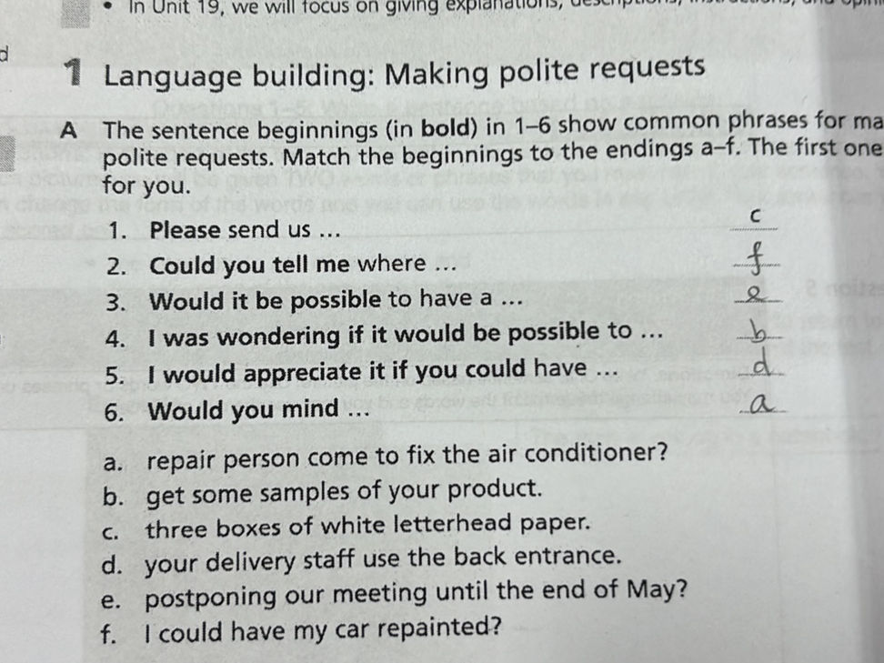 A. The sentence beginnings (in bold) in 1-6 | StudyX