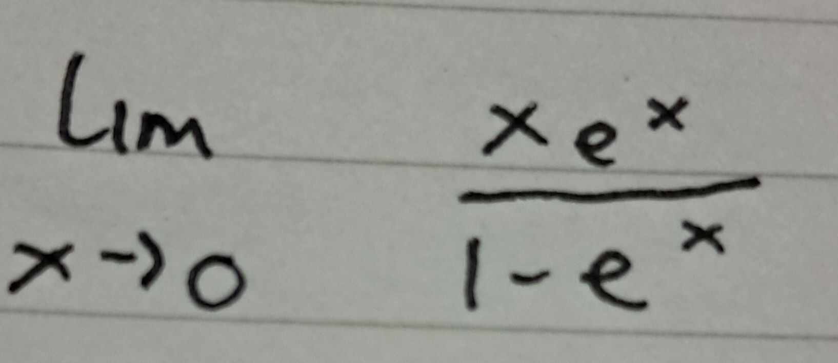 Calculate the limit of (xe^x)/(1-e^x) as x | StudyX