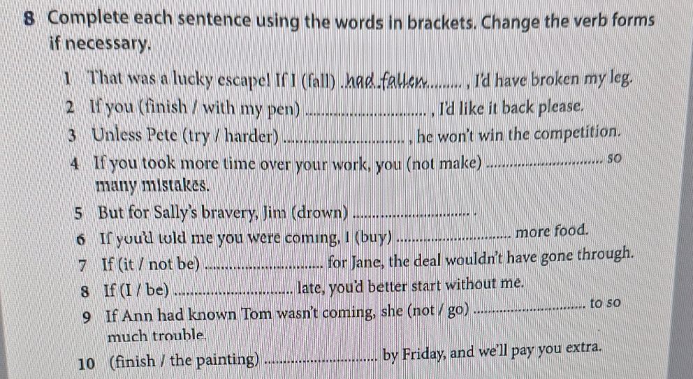 8 Complete each sentence using the words in | StudyX