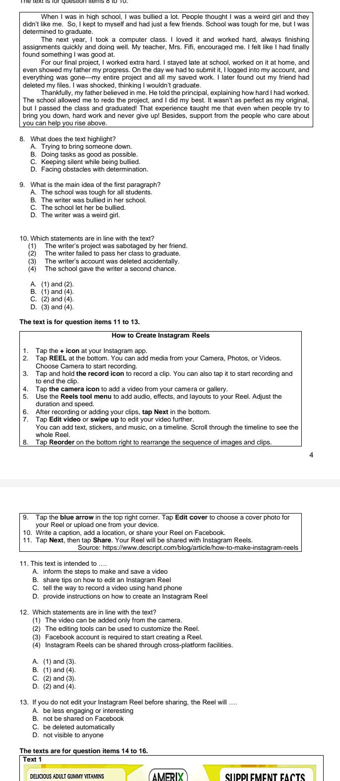 8. What does the text highlight? A. Trying | StudyX