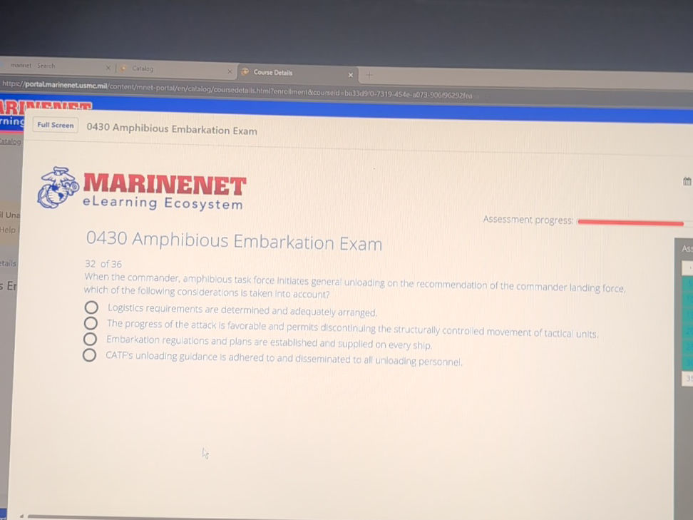 0430 Amphibious Embarkation Exam 32 of 36 | StudyX