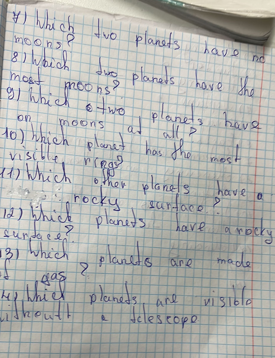 7) Which two planets have no moons? 8) | StudyX