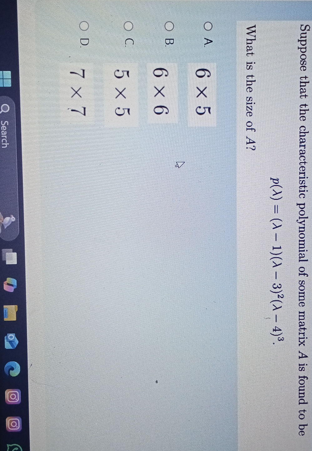 Suppose that the characteristic polynomial | StudyX