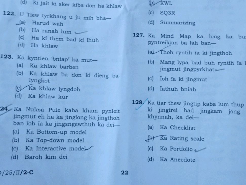 122. U Tiew tyrkhang u ju mih bha— (a) Harud | StudyX