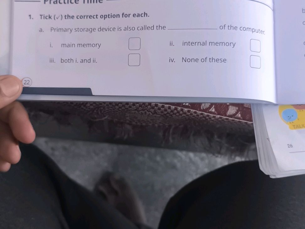 1. Tick ( ) the correct option for each. a. | StudyX