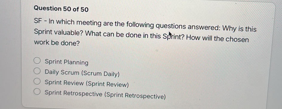 Question 50 of 50 SF - In which meeting are | StudyX