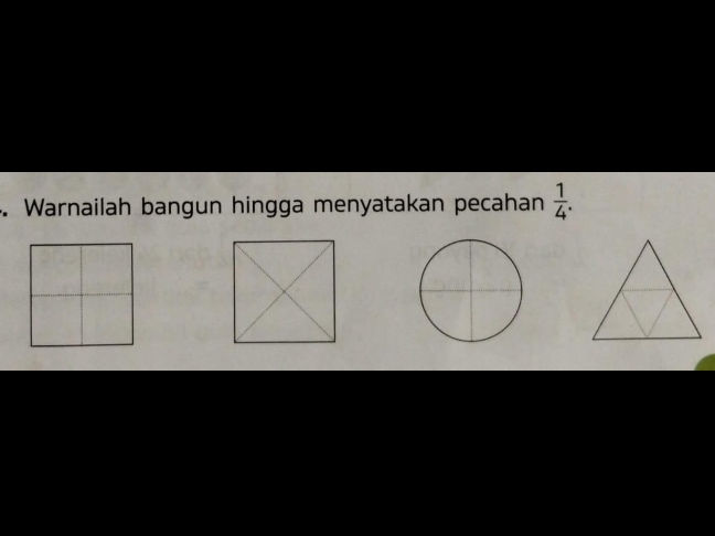 Warnailah bangun hingga menyatakan pecahan