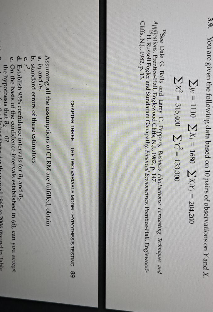 You are given the following data based on 10 | StudyX