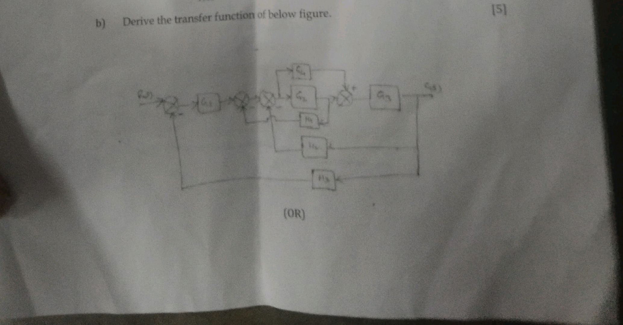 b) Derive the transfer function of below | StudyX
