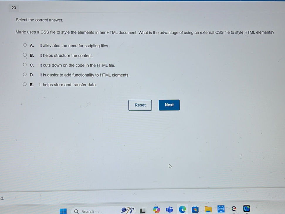 Select the correct answer. Marie uses a CSS | StudyX