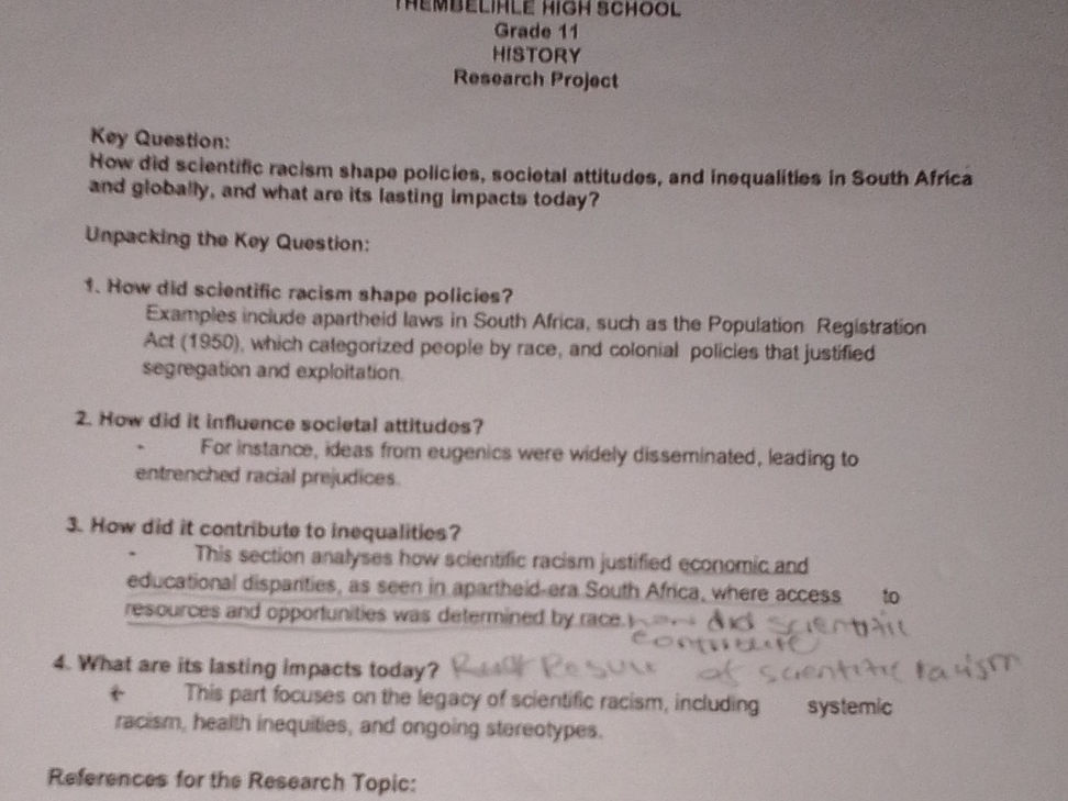 Key Question: How did scientific racism