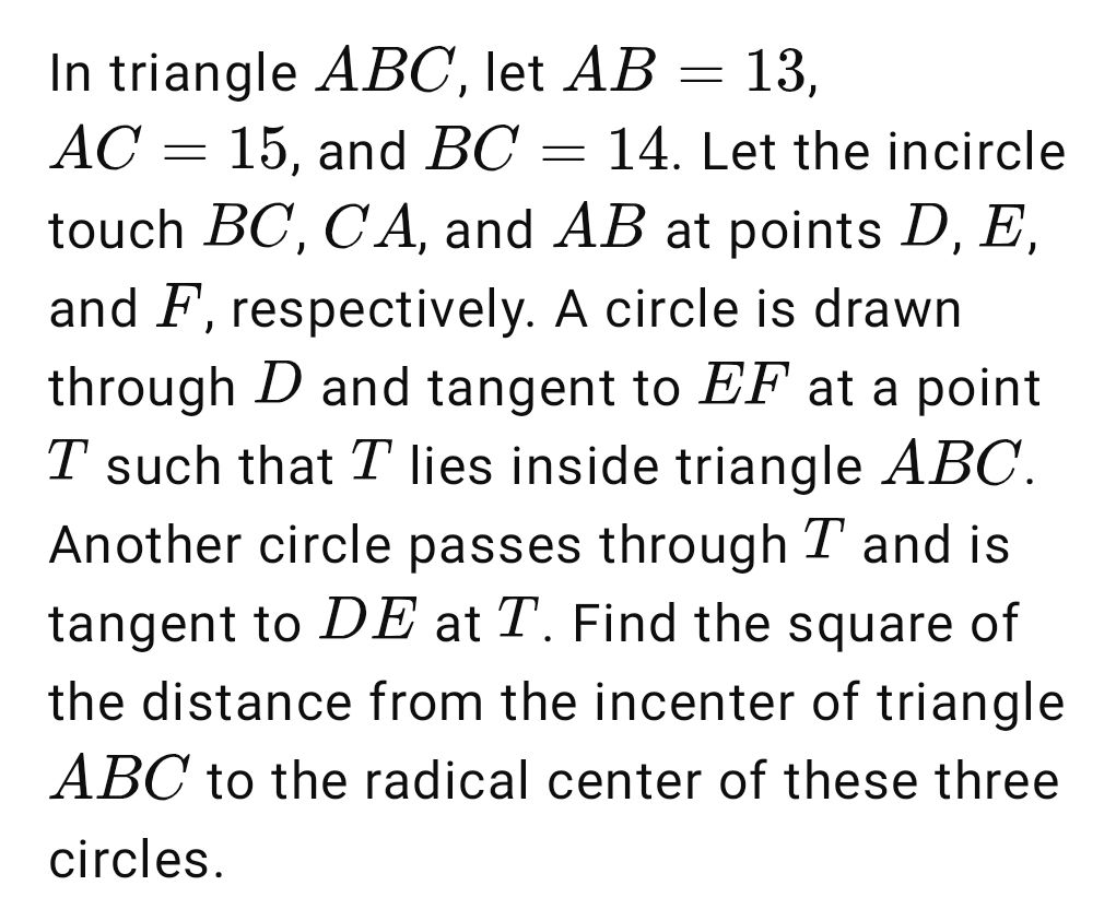 In triangle $ABC$, let $AB = 13$, $AC = 15$, | StudyX