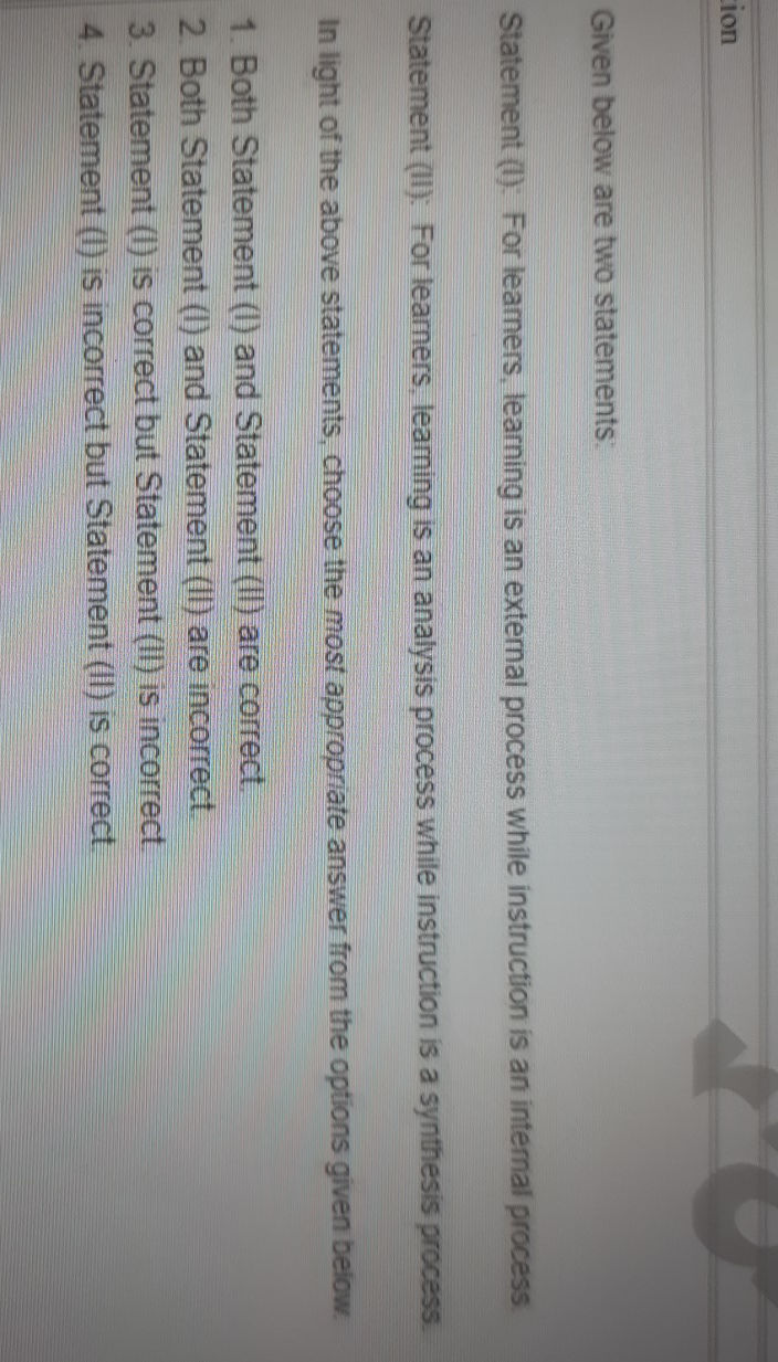 Given below are two statements: Statement | StudyX