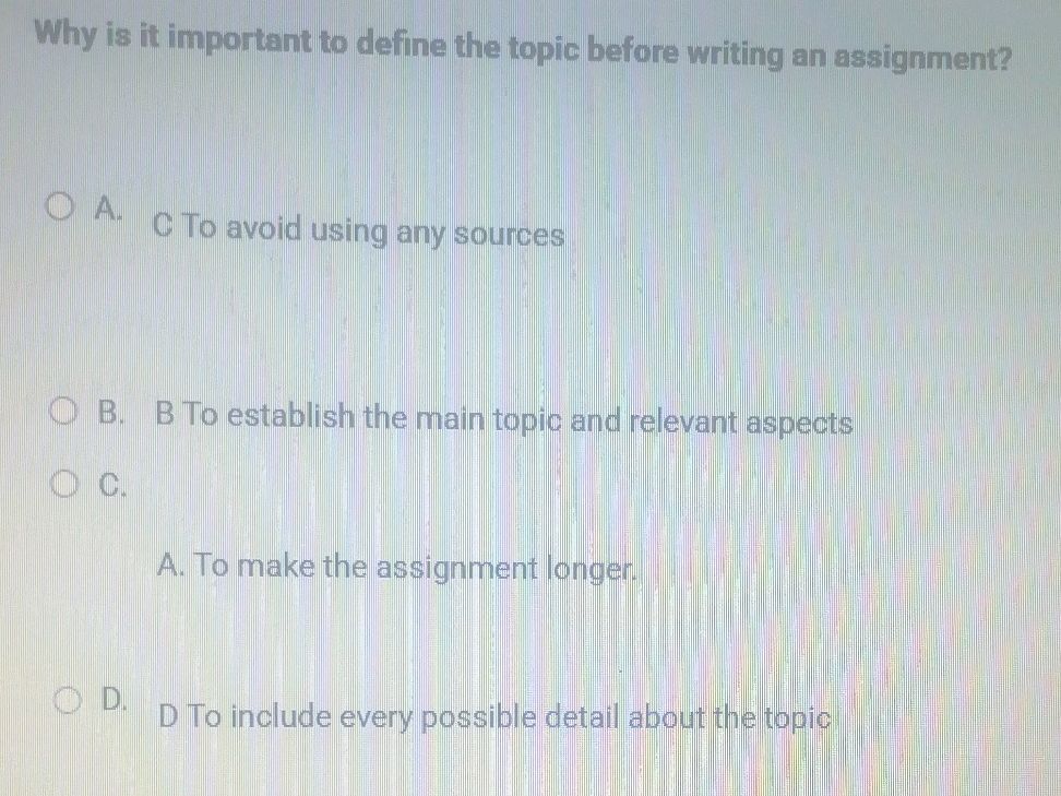 Why is it important to define the topic | StudyX