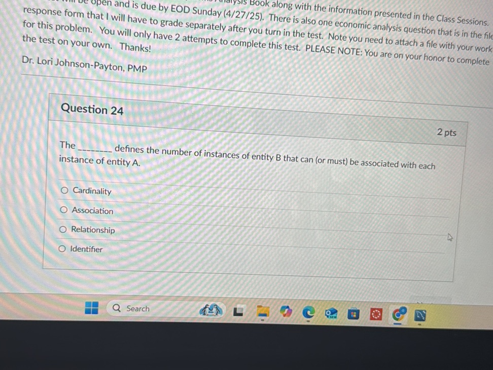 Question 24 The ______ defines the number | StudyX