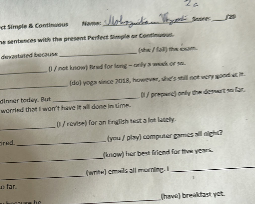 Complete the sentences with the present | StudyX