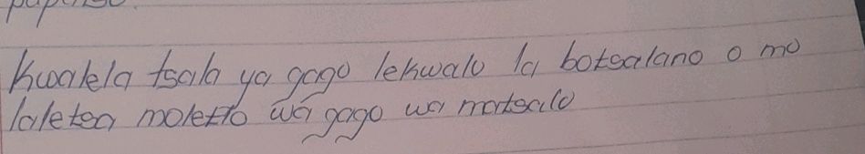 Kwalela tsala ya gago lekwalo la botsalano o | StudyX
