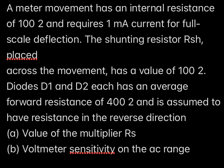 A meter movement has an internal resistance | StudyX