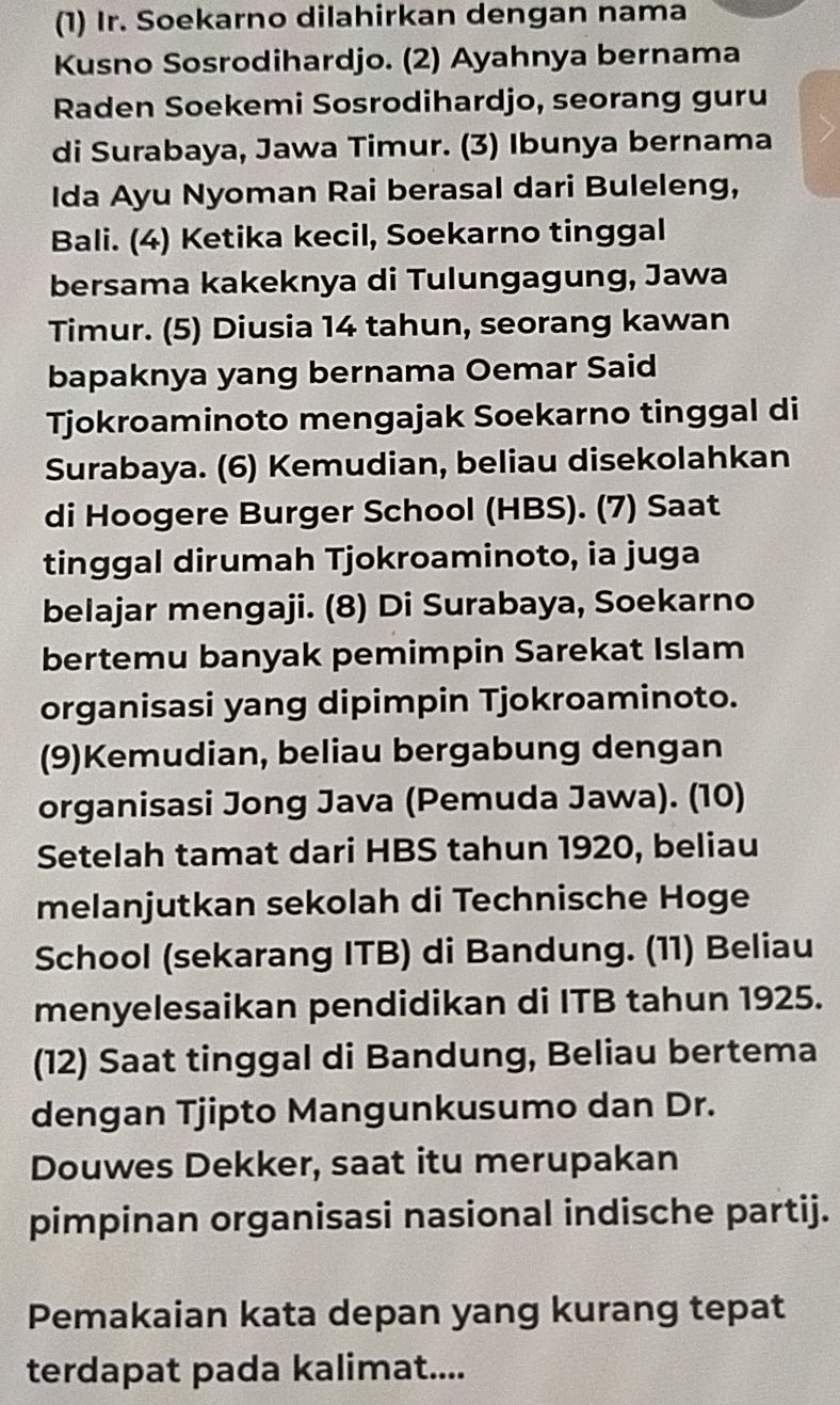 Pemakaian kata depan yang kurang tepat | StudyX