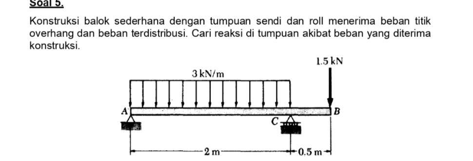 Soal 5. Konstruksi balok sederhana dengan | StudyX
