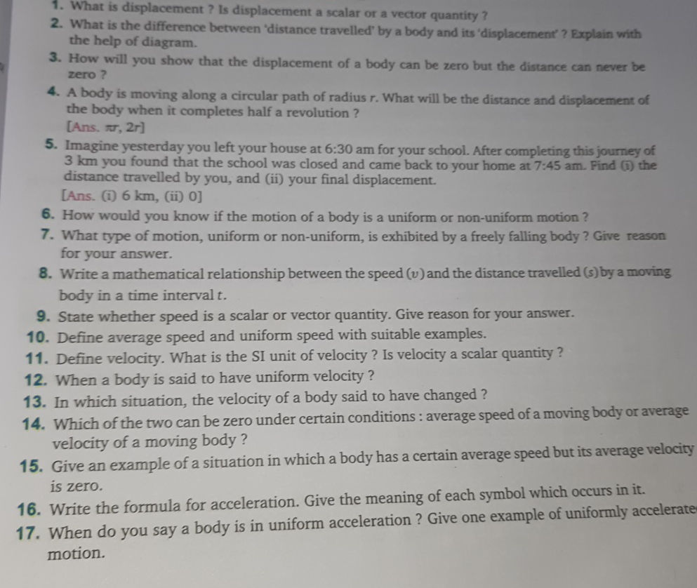 1. What is displacement ? Is displacement a | StudyX