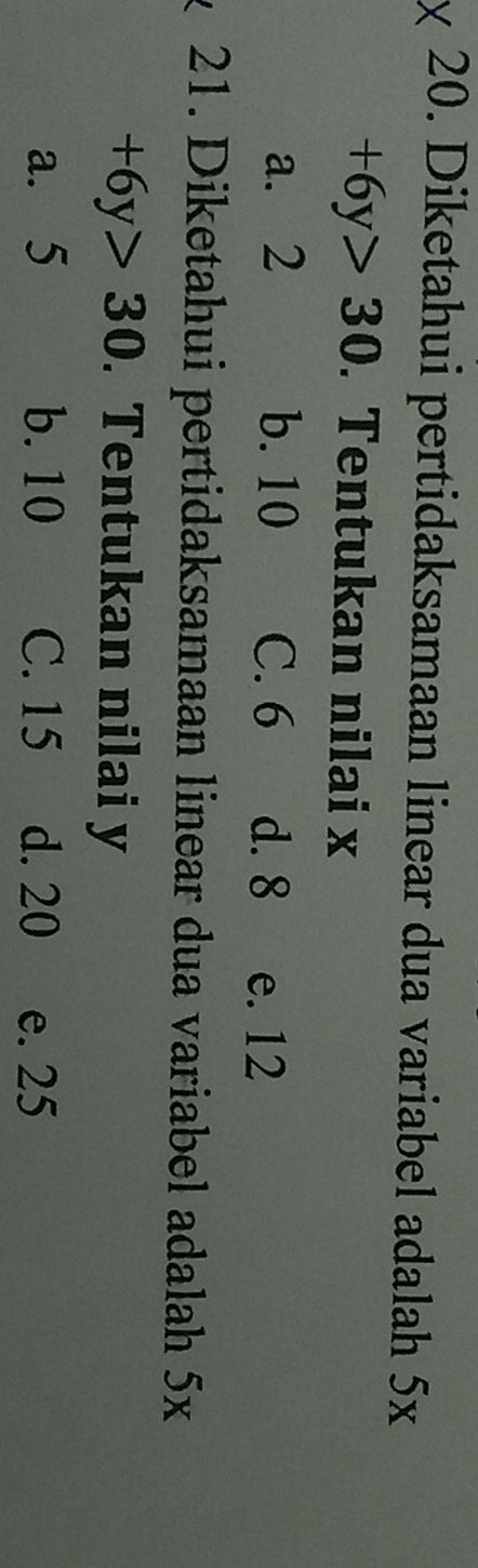 20. Diketahui pertidaksamaan linear dua | StudyX