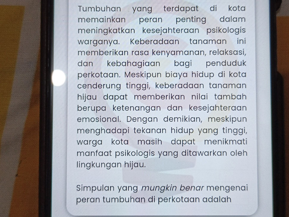 Simpulan yang mungkin benar mengenai peran | StudyX