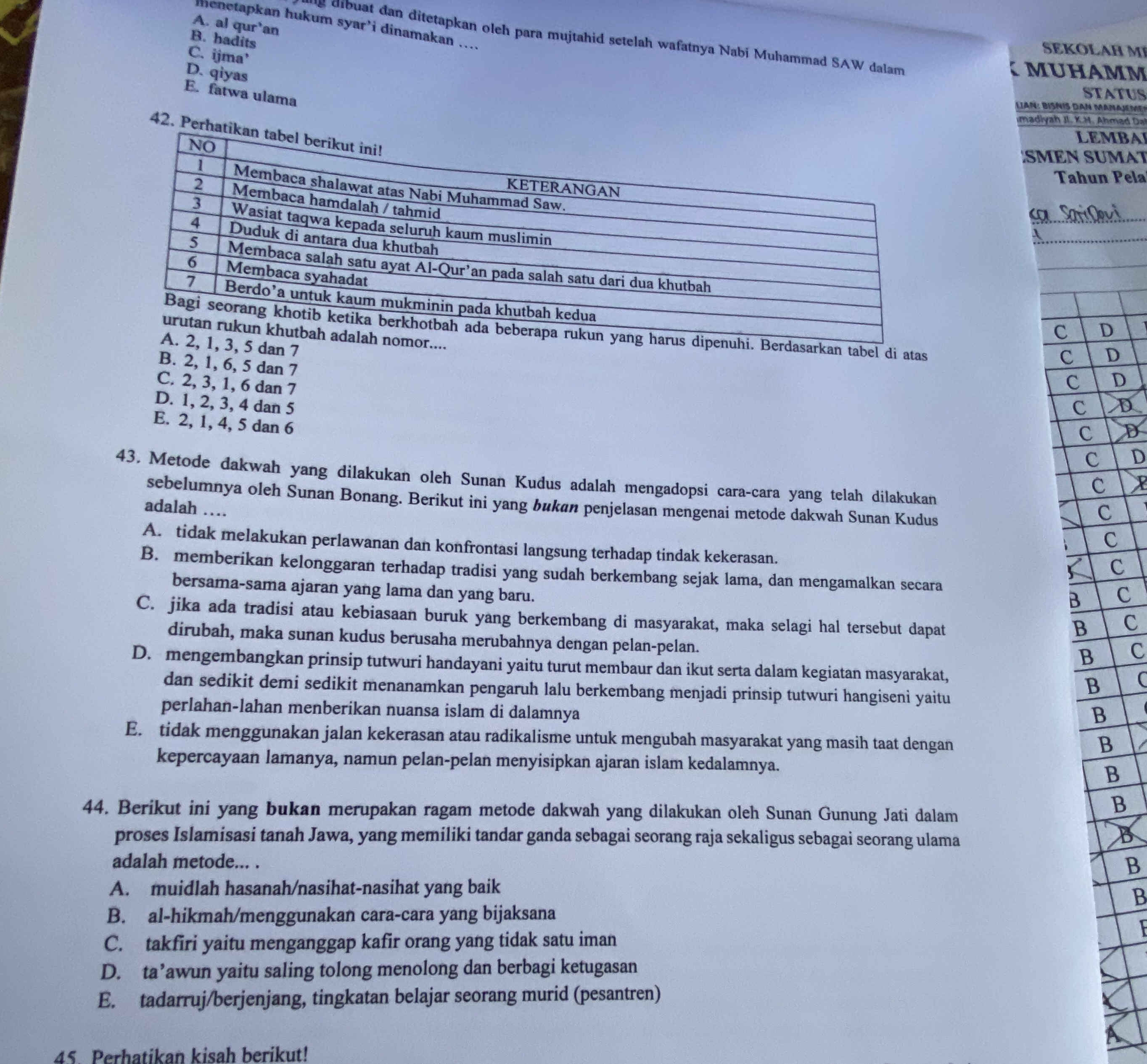 42. Perhatikan tabel berikut ini! | NO | | StudyX