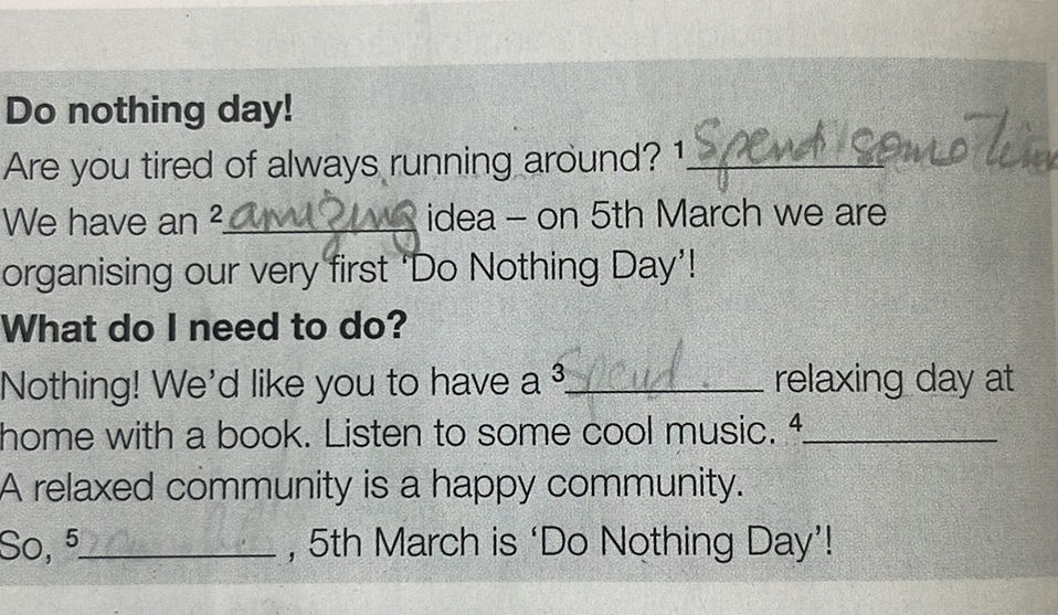 Do nothing day! Are you tired of always | StudyX