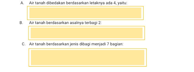 A. Air tanah dibedakan berdasarkan letaknya | StudyX