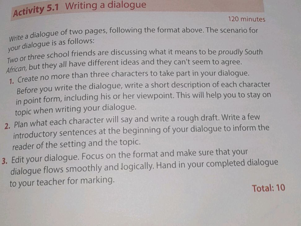 Write a dialogue of two pages, following the | StudyX