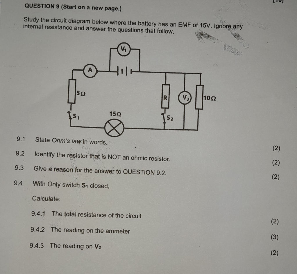 Study the circuit diagram below where the | StudyX