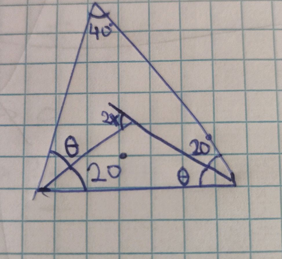The image shows a triangle with angles | StudyX